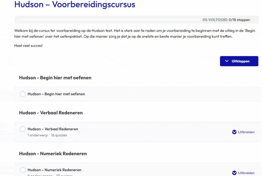 Hudson test oefenen | Gratis online oefentoetsen
